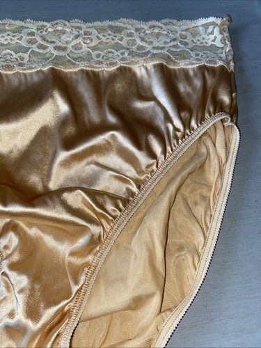 Vtg Victoria Secret Liquid Satin Lace High Cut Shiny Panties Size L USA ...
