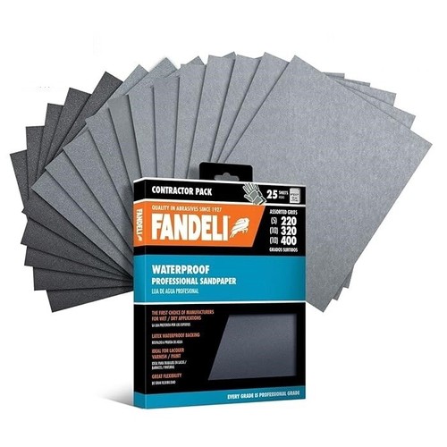 Fandeli Sandpaper Wet & Dry 220 - 400 Grit Waterproof Sand Paper 230 x ...
