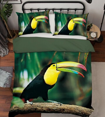 3D Color Toucan O808 Animal Bed Pillowcases Quilt Duvet Cover Set Queen ...