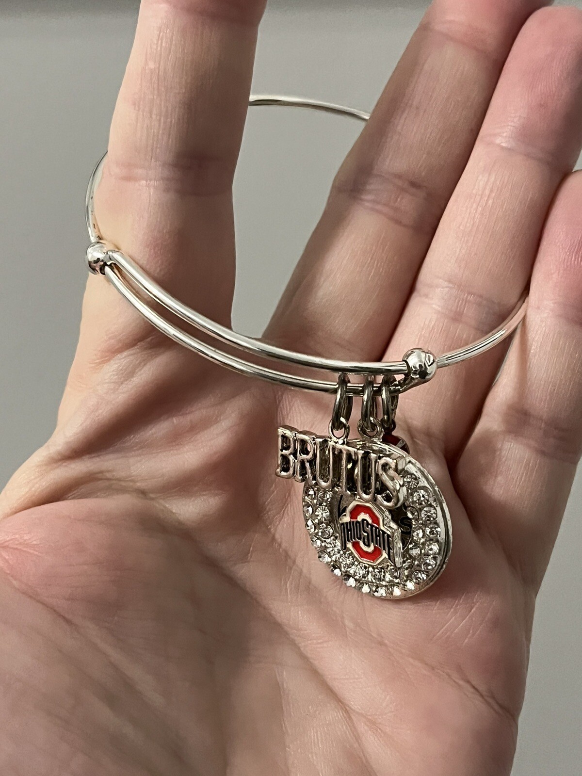 Ohio State Buckeyes Scarlet Crystal Brutus Silver Bangle Bracelet Jewelry | eBay