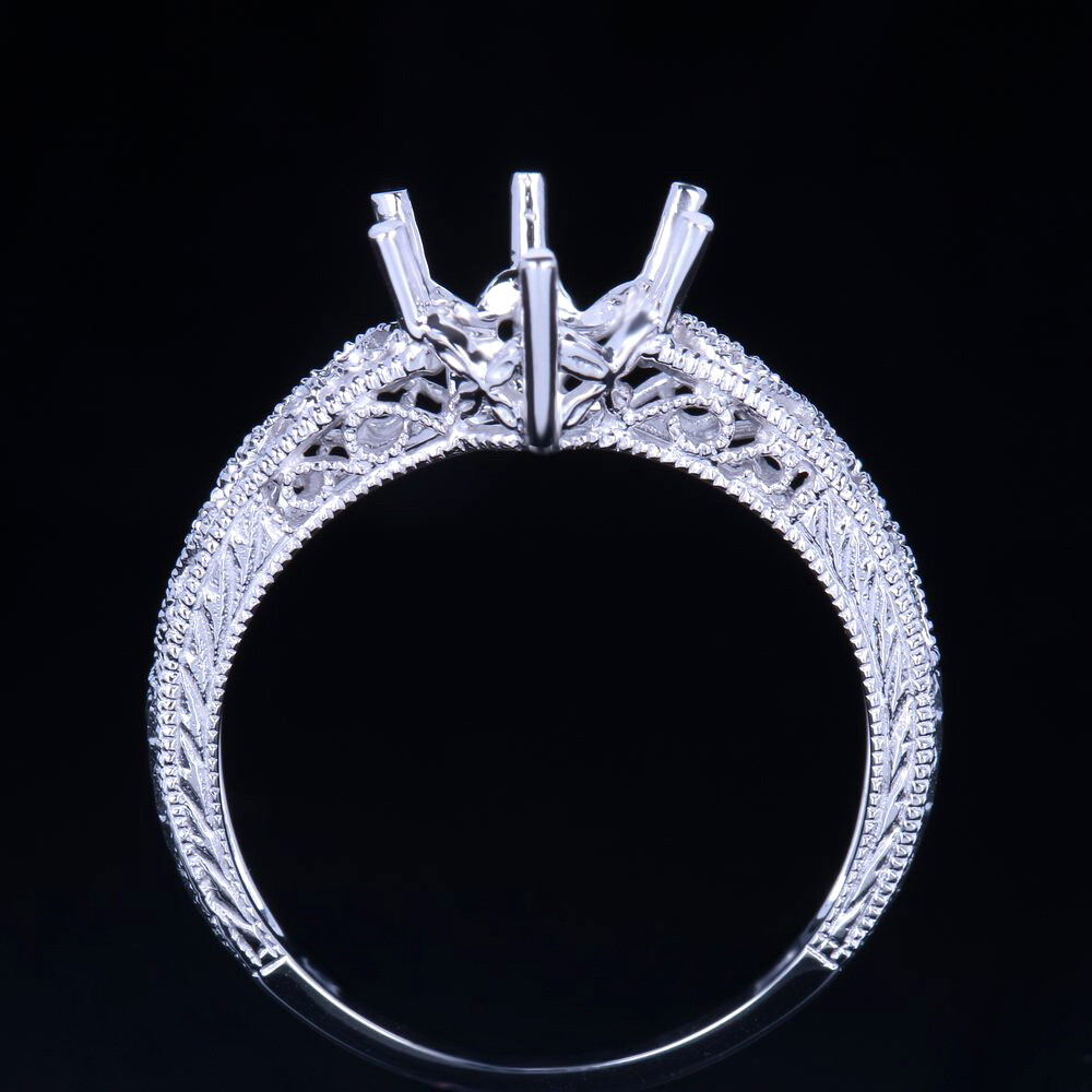 Art Semi Mount Filigree Engraved Engagement Cocktail Ring Setting 10k ...