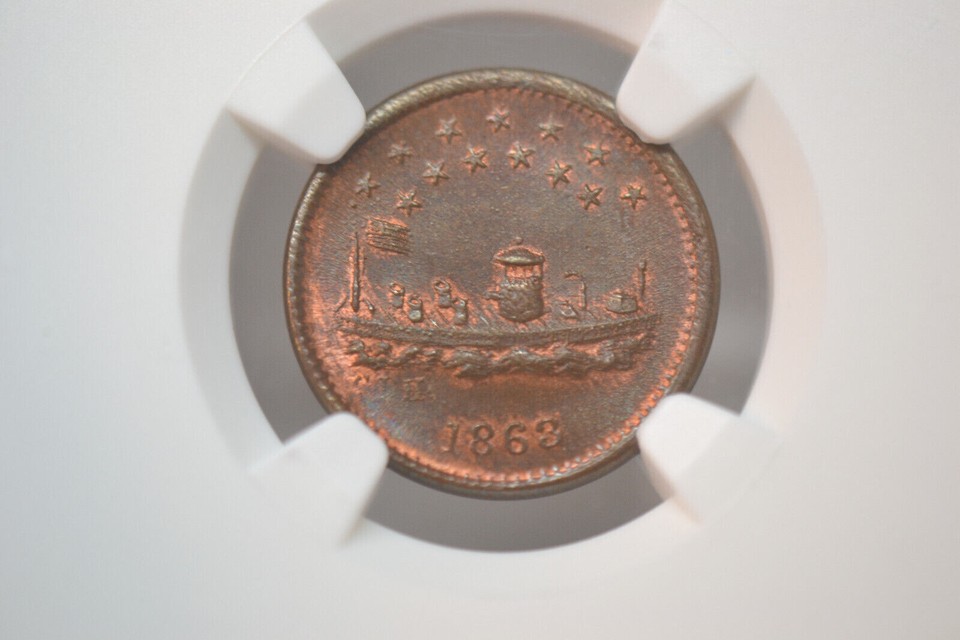 1863 Civil War Token- F-240/341a- Union For Ever/Monitor- NGC MS-66RB ...
