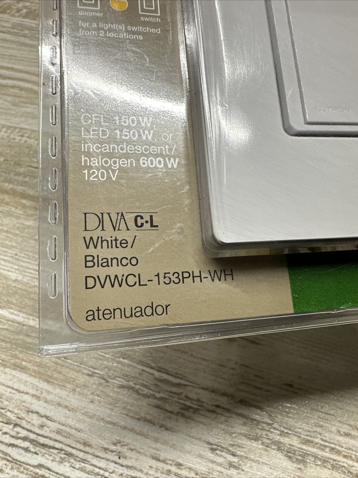 Lutron Diva Single-pole/3-Way Dimmer DVWCL-153PH - White New | eBay