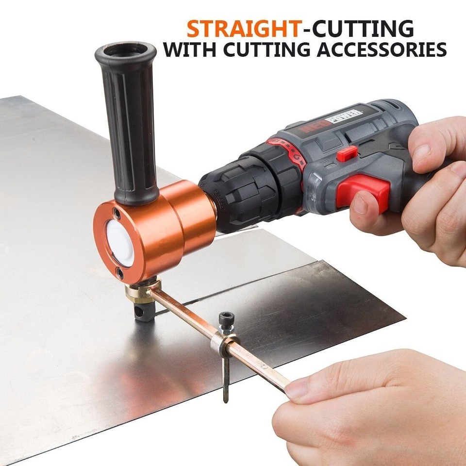 Double Headed Sheet Metal Nibbler Drill Attachment Metal Cutter w/Punch ...
