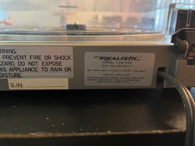 Realistic Lab-330 Belt Drive Automatic Turntable With Stereo Mixer | eBay