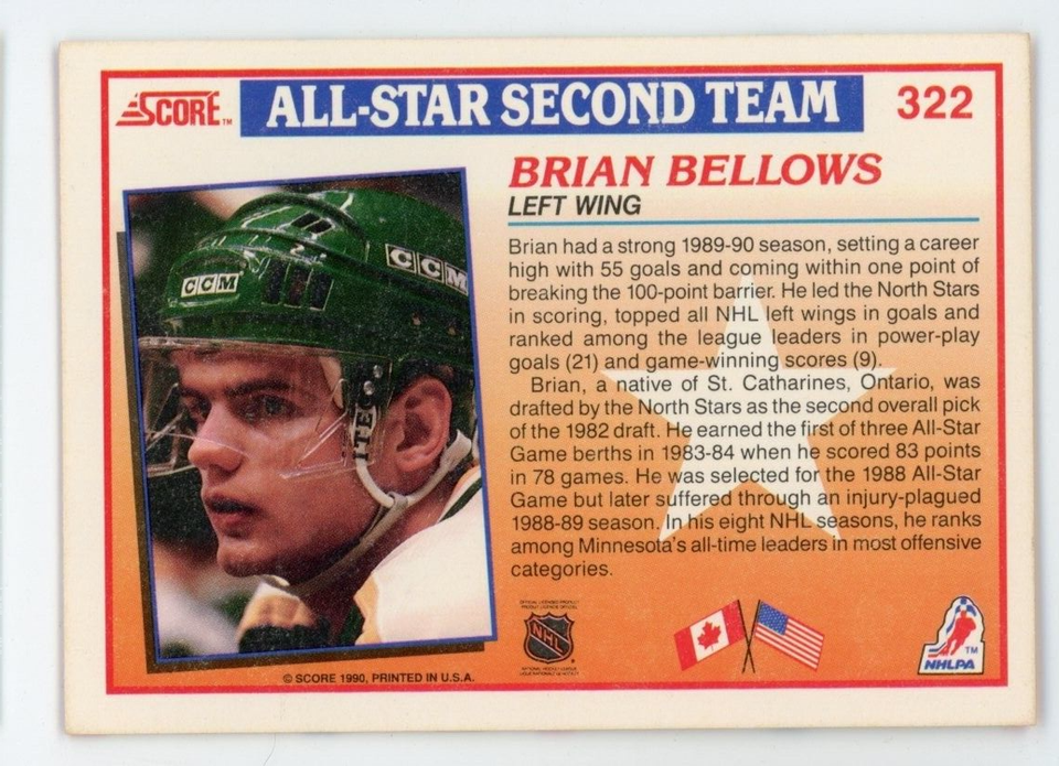 1990-91 Score North Stars Hockey Card #322 Brian Bellows | eBay
