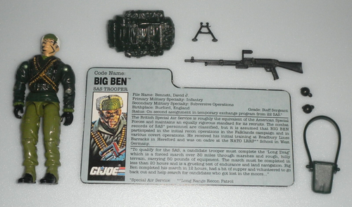 1991 Vintage G.I. GI Joe Lot 3.75 ARAH Big Ben v1 Figure File Card 100% ...