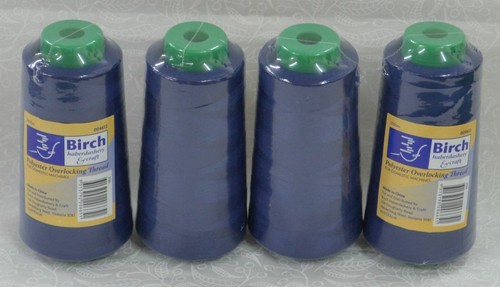Birch Overlocker Thread 4 x 2500m Cones, 100% Polyester, Colour ROYAL ...