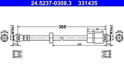 ATE Brake Hose For AUDI SEAT A4 Avant Exeo St 8E 8H B6 B7 S4 8E0611707 ...