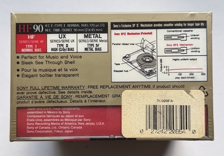 Sony 7 Pack C-90HF Blank Cassette Tape 90mins Hi-Fi Type 1 Normal Bias ...