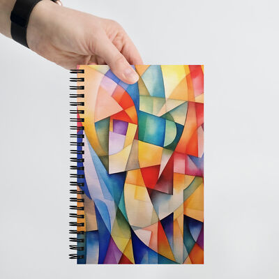 Spiral notebook modern watercolor cubism pastel abstract | eBay