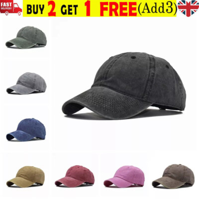 UK Mens Denim Baseball Caps Golf Sports Peak Cap Womens Adjustable ...