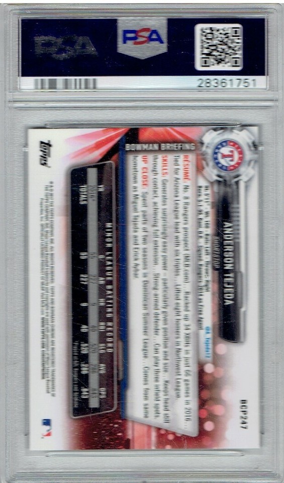 (PSA 10) ANDERSON TEJADA 2017 Bowman Chrome ROOKIE RC #BCP247 Rangers ...