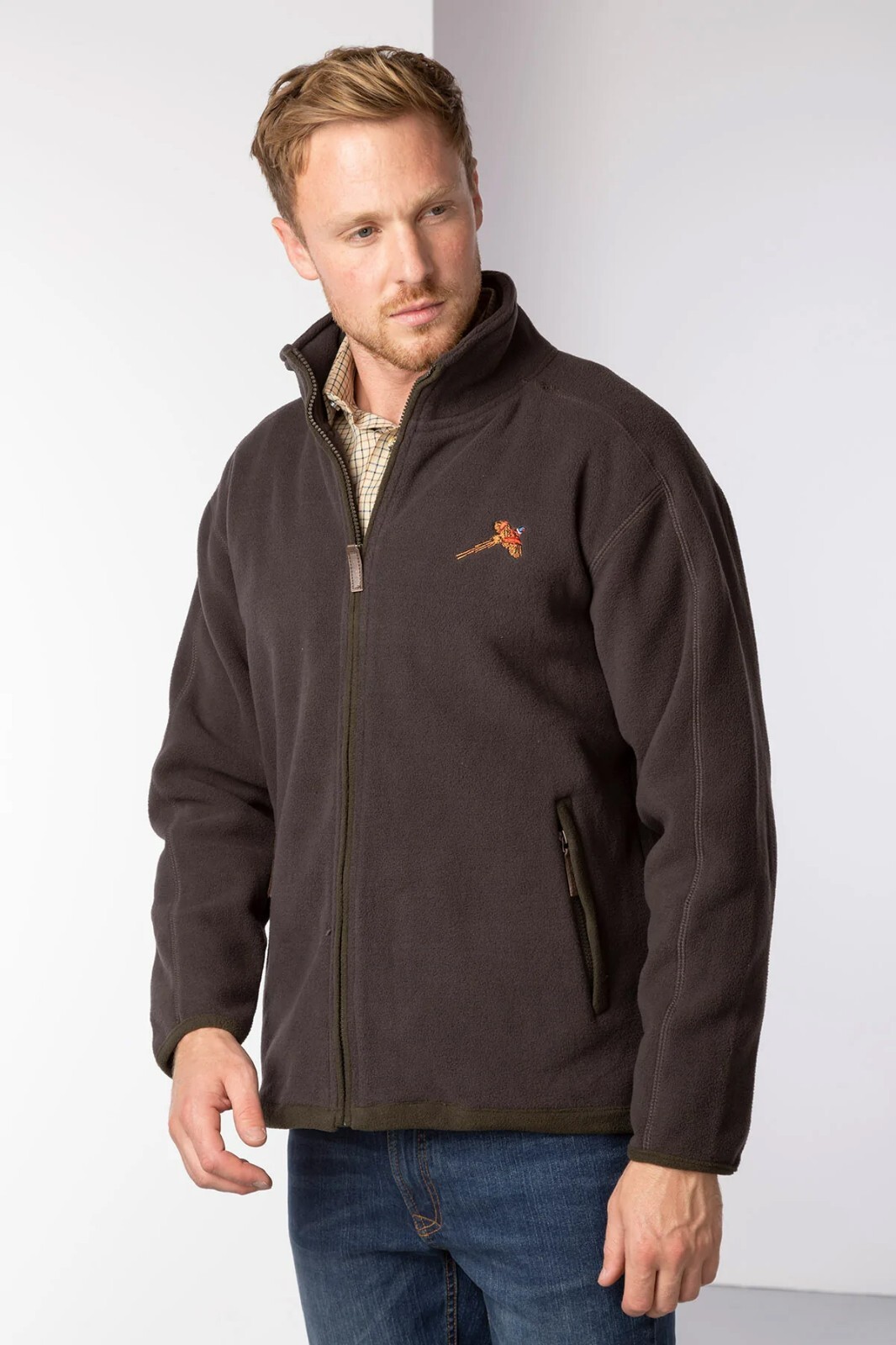 Men's Fleece Jacket Full Zip Country Shooting Pheasant Motif Rydale 4 ...