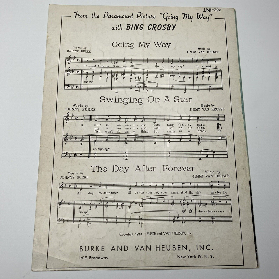 The Day After Forever Vintage Sheet Music Van Heusen Burke Piano Voice ...