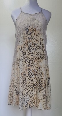 Indigo Rose Leopard Print Dress With Macrame Lace Bodice Sz Medium | eBay