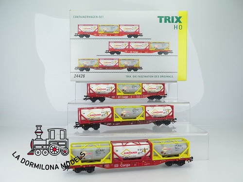 LR1823 H0 =DC TRIX 24426 Containerwagen-Set „Crossrail-SBB Cargo“ der ...