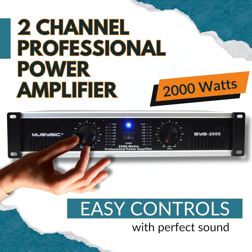 Stereo Audio Amplifier-2000Watts Amplifier Audio- 2 Channel Power ...