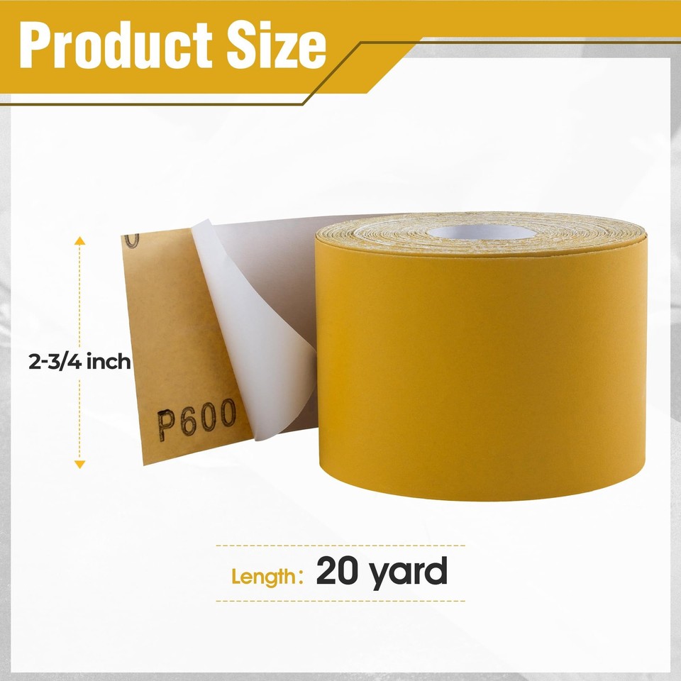 Shawya Longboard Sandpaper 2-3/4" x 20 Yards 600-Grit PSA Self-Adhesive ...