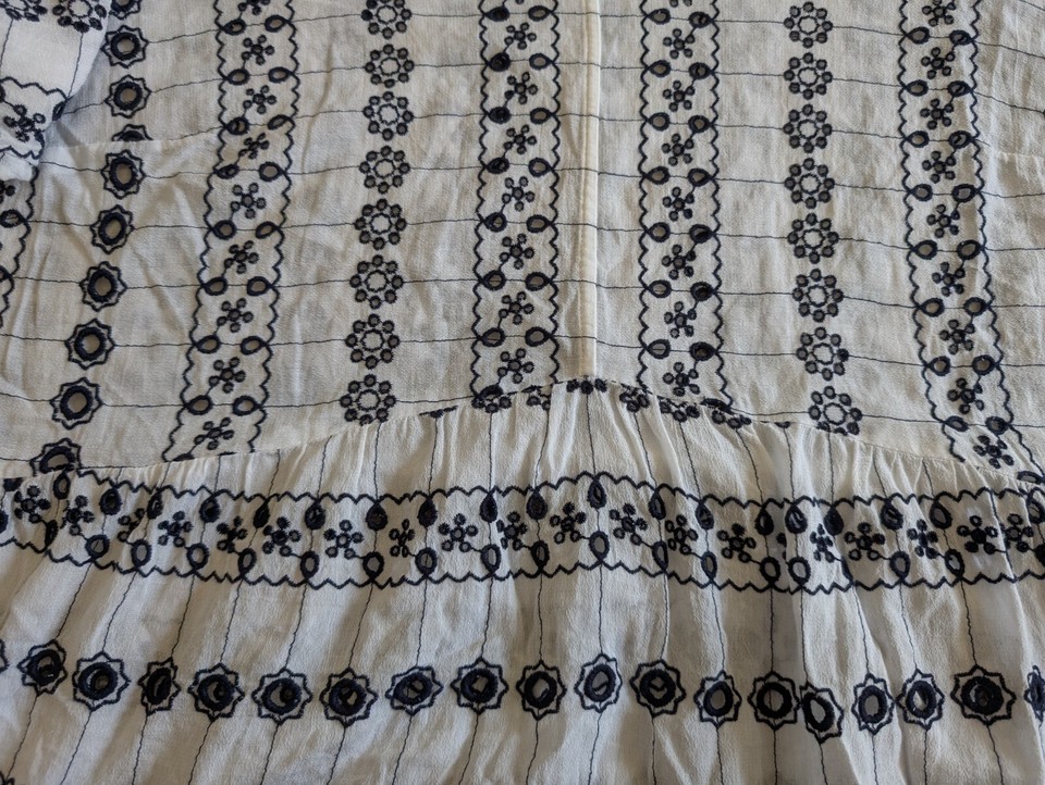 Loft blouse coastal eyelet split neck white peplum top beach womens ...