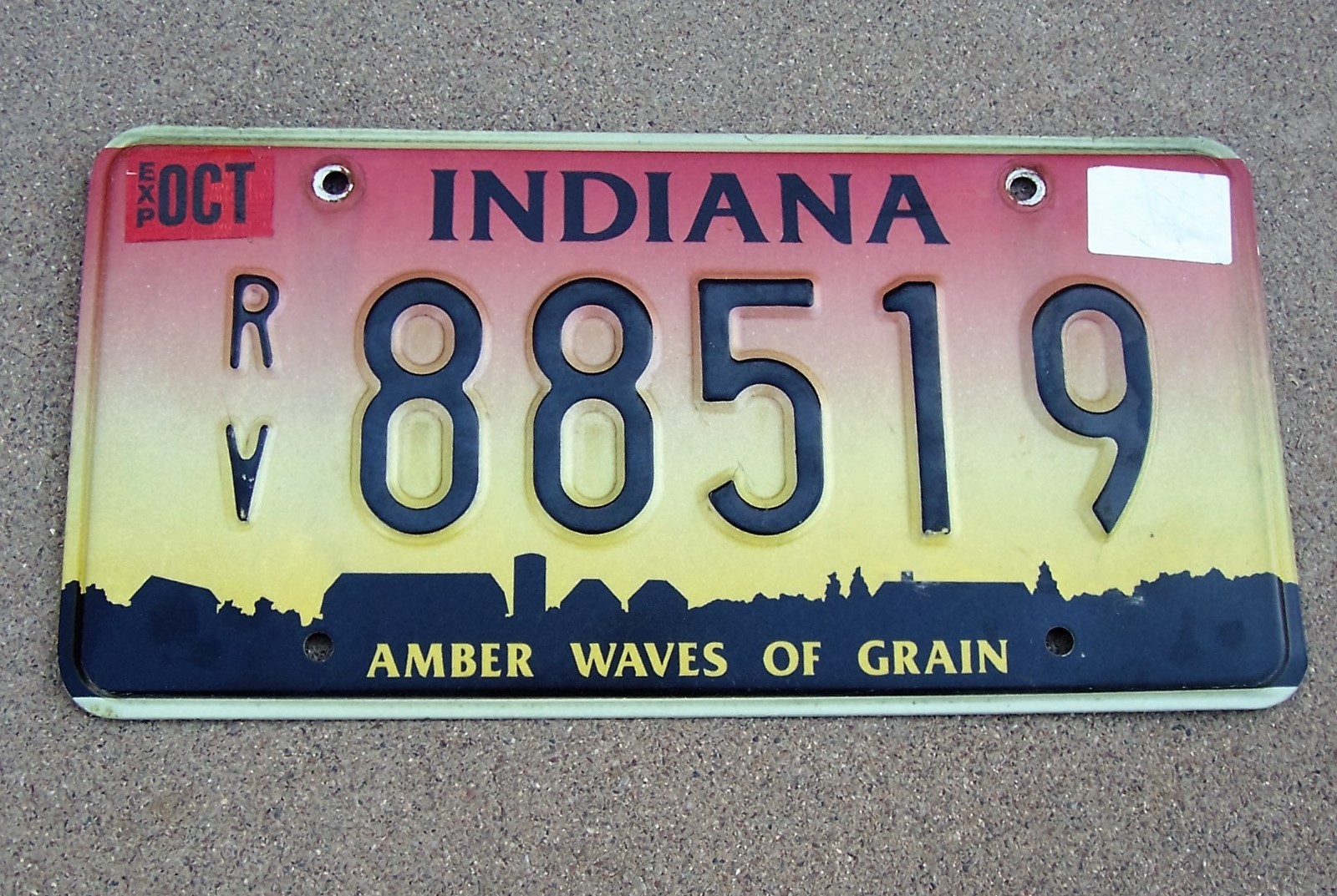 1993 to 1997 Indiana RV trailer license plate 88519 IN Amber Wave of ...