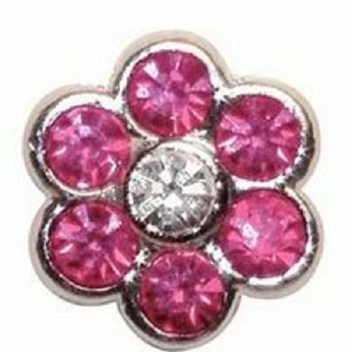 Pink Flower Slide Charm with Rhinestones, NEW | eBay