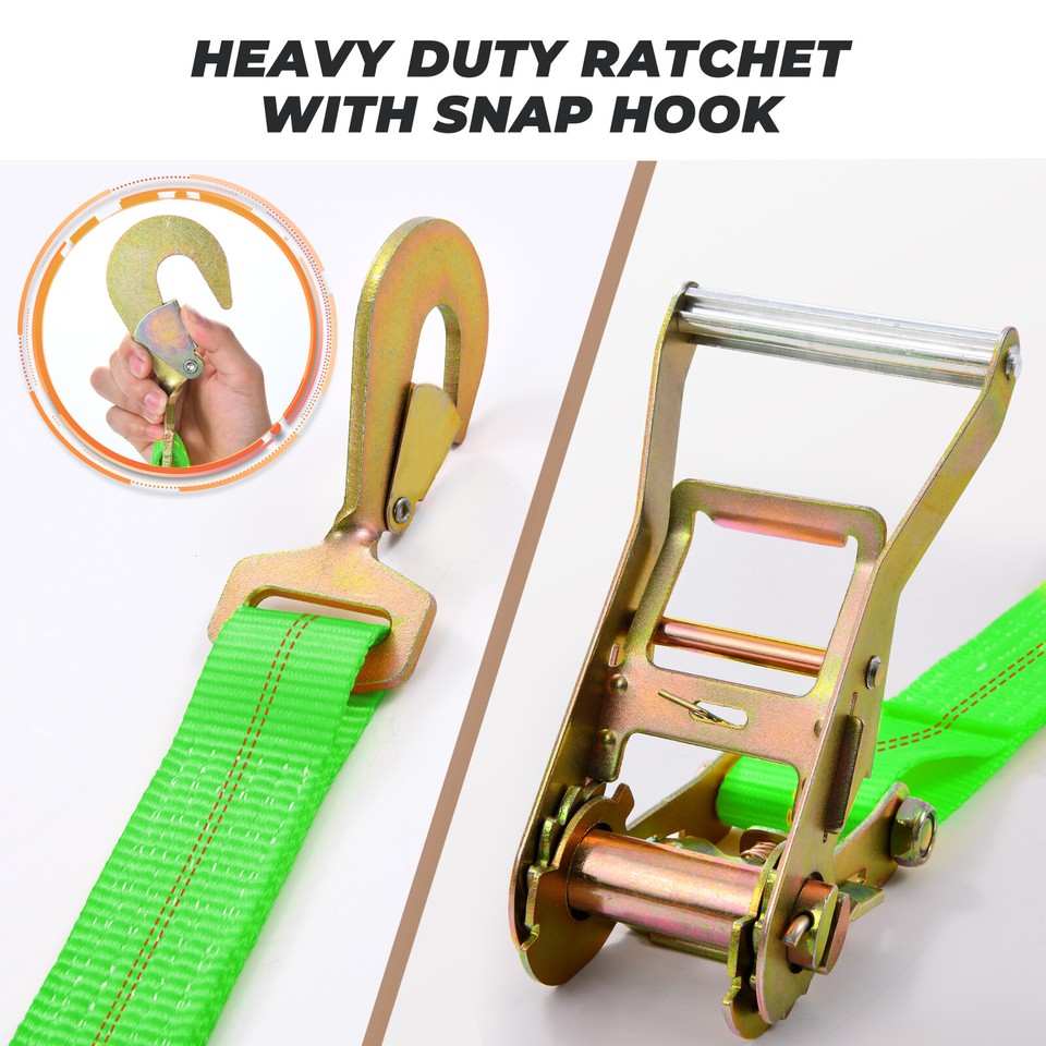 4 Pack Axle Straps Car Trailer Hauler Ratchet Tie Down Straps with Snap ...