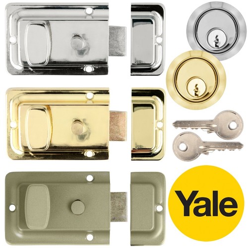 YALE NIGHT LATCHES Front Door Snib Catch Nightlatch Lock Key Chrome ...