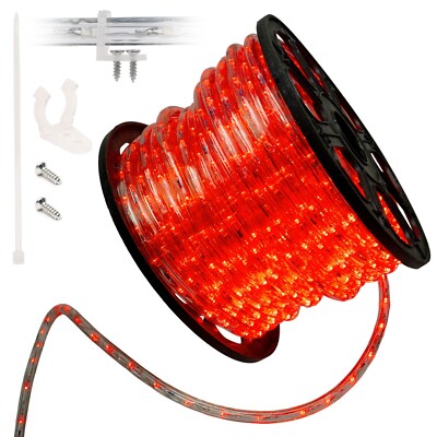 Red LED Rope Lights 10' 25' 50' 100 150ft, Connectable Indoor Outdoor ...