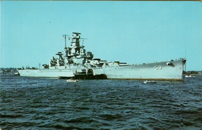 Postcard Big Mamie U.S.S. Massachusetts State Pier Fall River ...