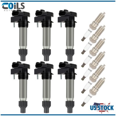 6 Ignition Coil & Spark Plug Fit For Cadillac ATS CTS SRX STS XTS 3.0L ...