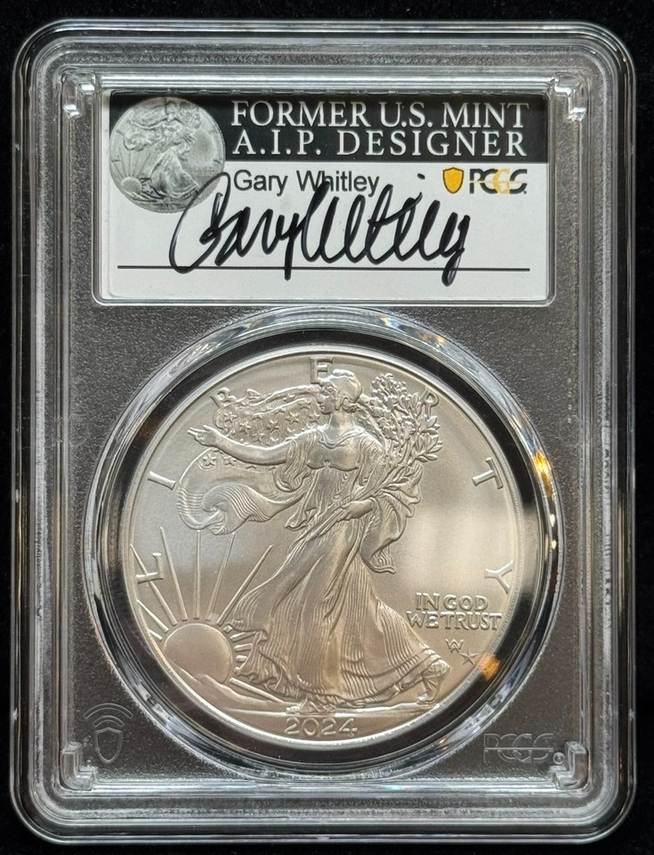 2024-(P) Silver Eagle $1 Star Privy PCGS MS70 FDI Gary Whitley Signed ...