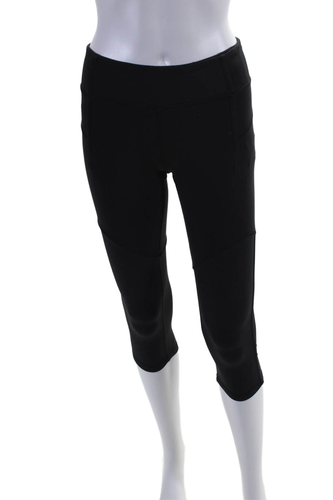 Lululemon Womens High Rise Solid Cropped Scrunch Hem Leggings Black ...