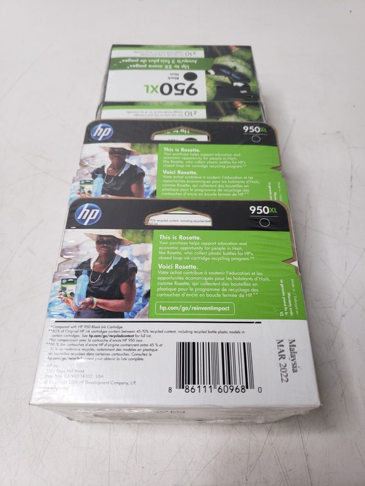 Lot of 4 Genuine OEM HP 950XL Black CN045AN Ink Cartridge Sealed Retail ...