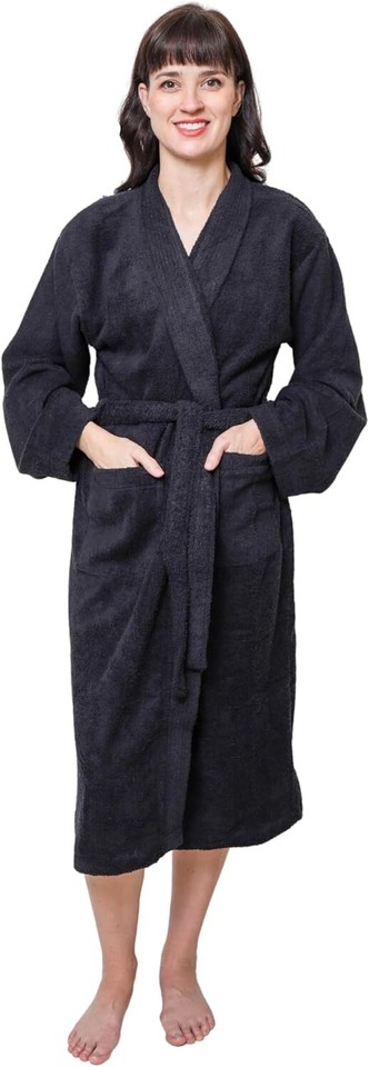 Women's Bathrobe Long Terry Cloth Robe with Belt Lightweight & Cozy 100 ...
