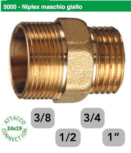 5000 - NIPLEX MASCHIO IN OTTONE D. 3/8 1/2 3/4 1" X TUBO MULTISTRATO e ...