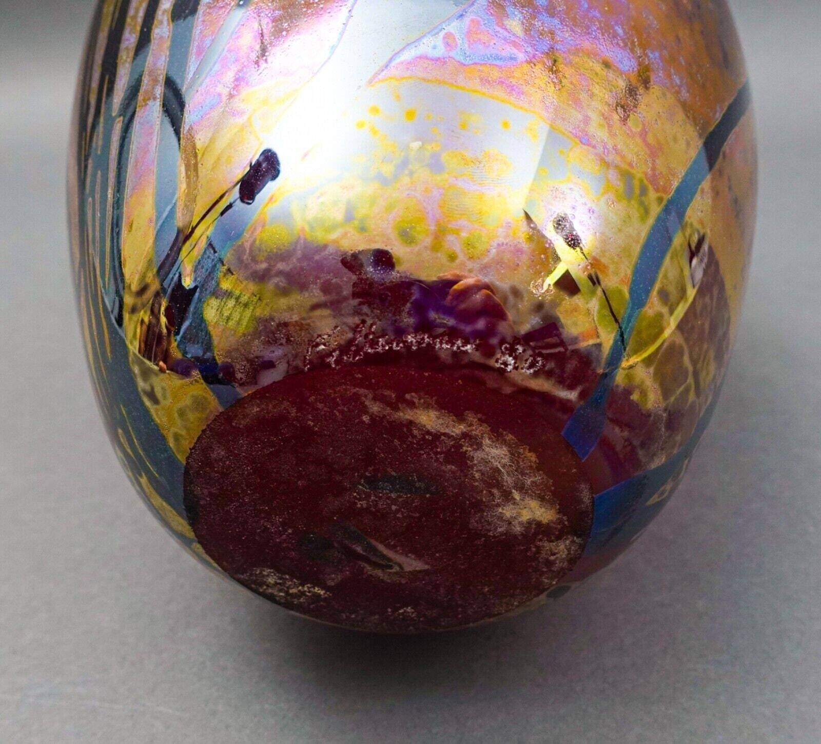 Stephen Fellerman Signed Vintage 1980 Iridescent Blown Art Glass Vase 8 ...