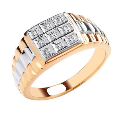 9ct Yellow Gold on Silver Real Diamond Men's Rolex Ring size N - Z+2 ...