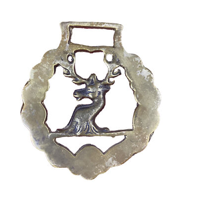 Vintage English Brass Horse Medallion Buck Deer Stag Hunt Show Parade ...