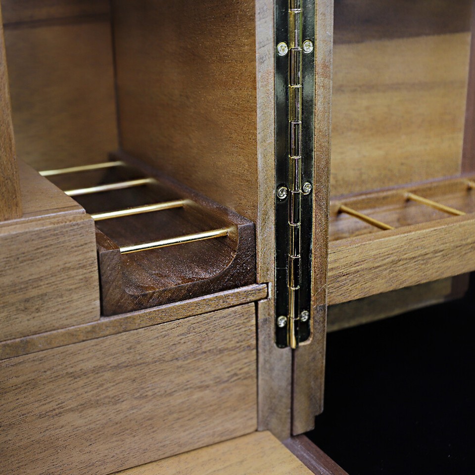 Tobacco Pipe Cabinet for 18 Pipes Display Rack Wooden Box with Humidor ...