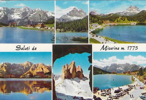 Vintage Italy Chrome Postcard Saluti Greetings Dolomites Misurina ...