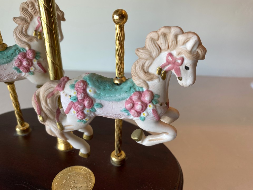 1991 THE SAN FRANCISCO CAROUSEL music box company MUSICAL Horses (ROSE ...