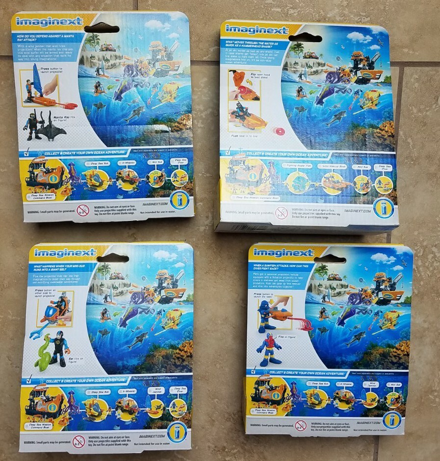 Imaginext Ocean Adventure Set Wind Jammer, Mini Sub, Jet Ski, Deep Sea ...