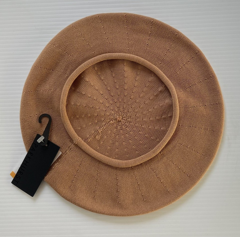 NWT Parkhurst Cotton Knit 11.5” Beret Hat CARAMEL / Camel • Style 30017 ...