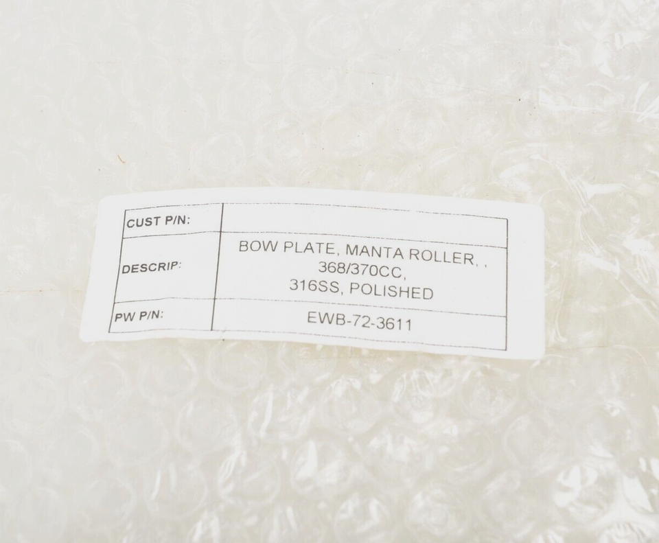 NEW Edgewater Boats Bow Plate 316 Stainless Cut for Manta Roller Anchor ...