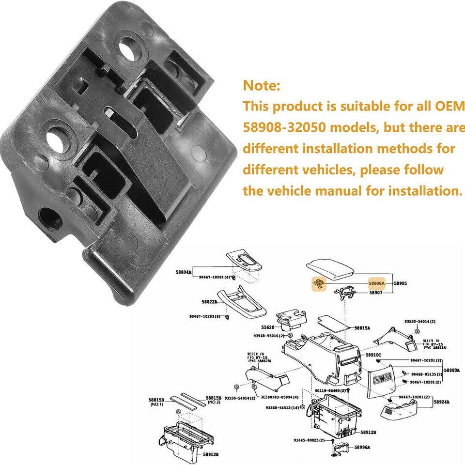 2pcs For Toyota Center Console Latch Armrest Lid Locks Clip Camry 58908 ...