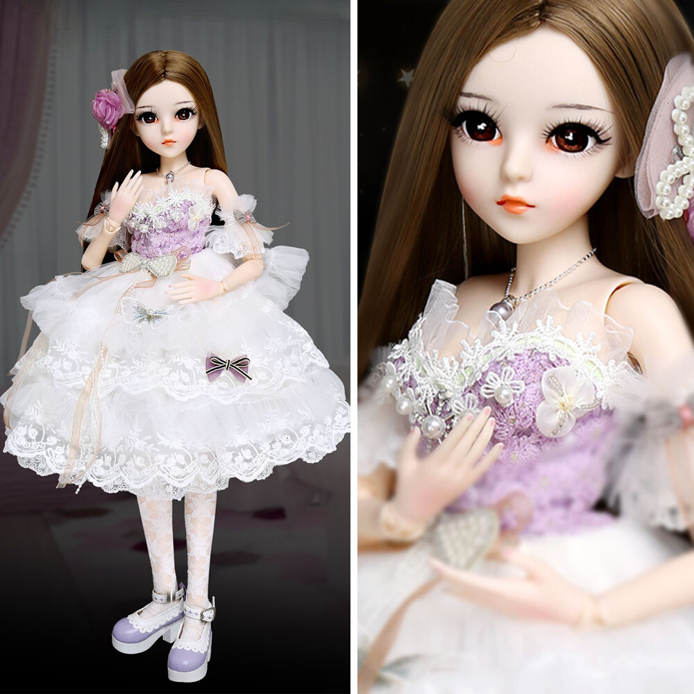1/3 BJD Doll 60cm Ball Jointed Doll with Full Outfits Dress Shoes Wig ...
