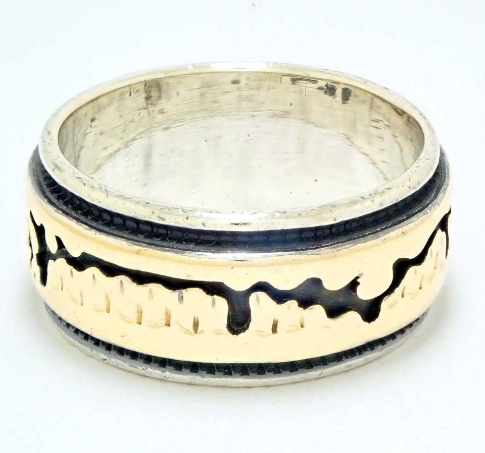 Sz 9 Rare Vintage Native American Navajo 14K Gold & Silver StoryTeller ...