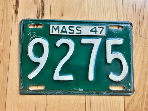 1947 Massachusetts License Plate - Four Digit Plate | eBay