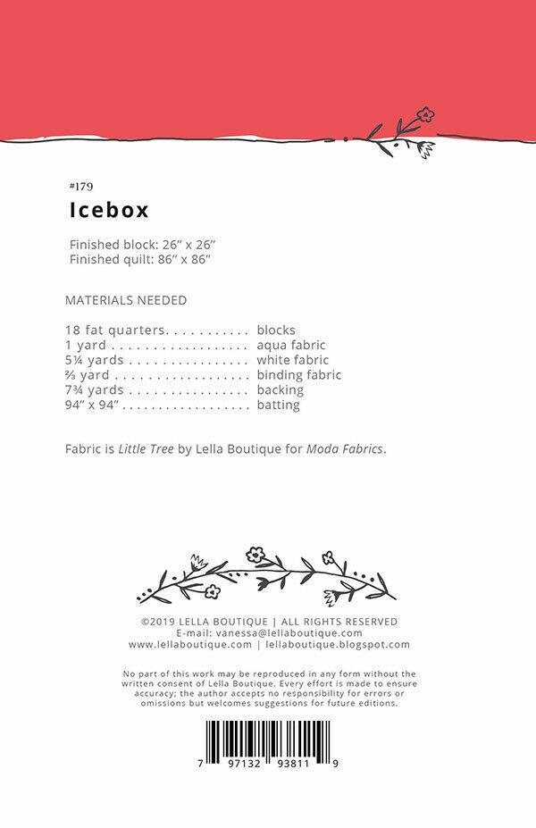 Quilt Pattern ICEBOX Moda LELLA BOUTIQUE Fat Quarter Friendly LITTLE ...